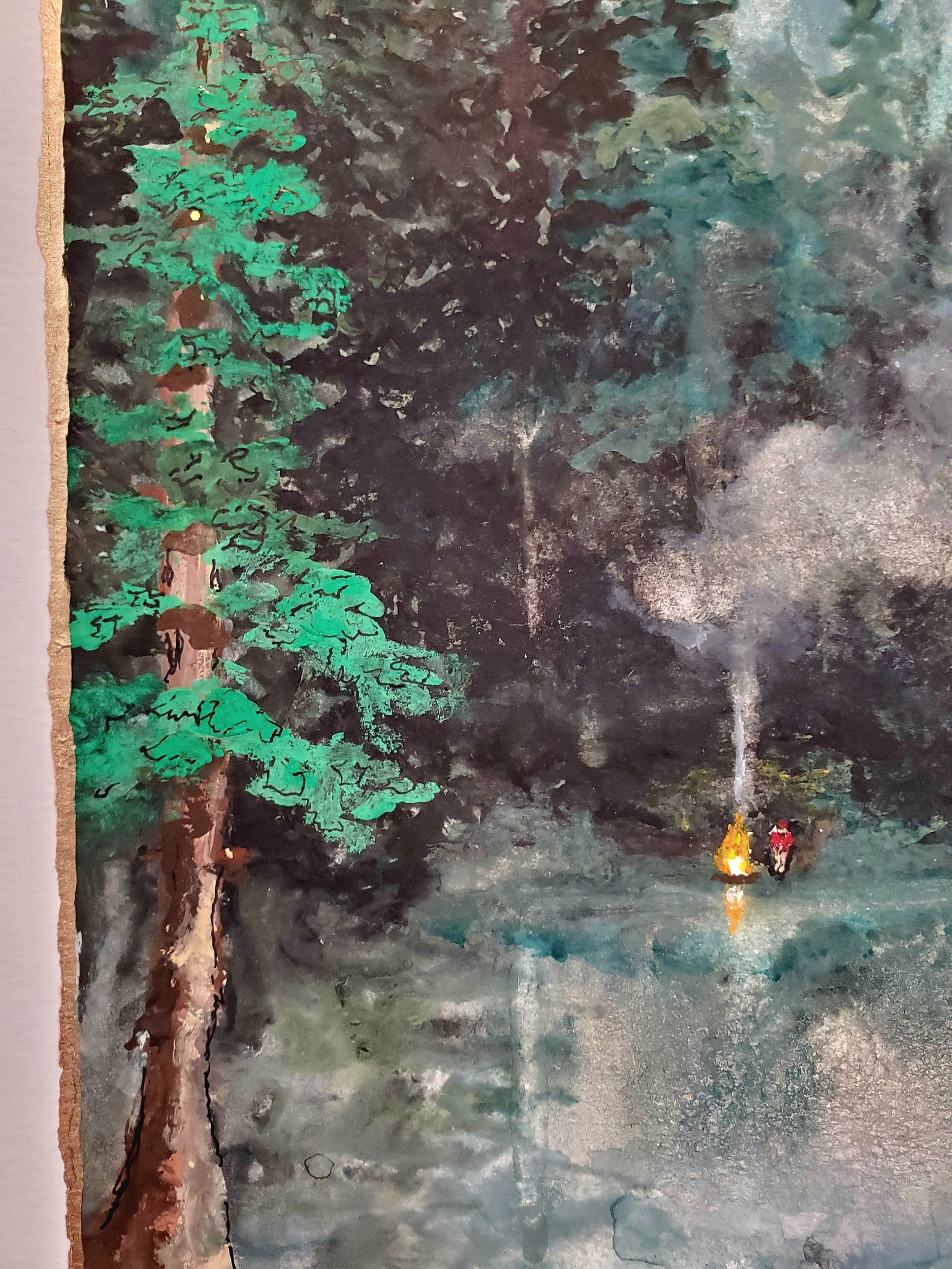Cozy Fire Print, Woodland Print, Campfire Art, Camping Painting, Forest ...