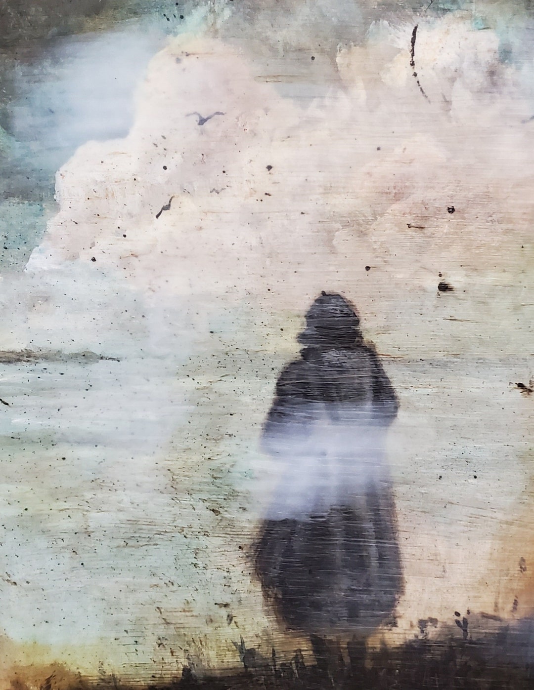 Moody Nostalgia Art Print, Woman Standing by the Ocean, Wartime ...