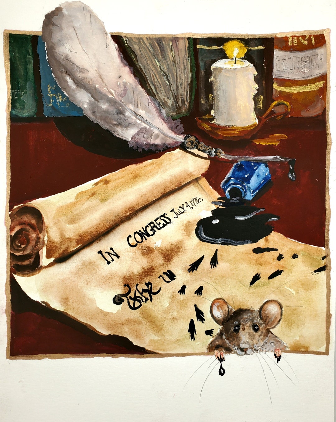 Cute Mouse Print, Library Print,illustration, Animal Art, Children's ...