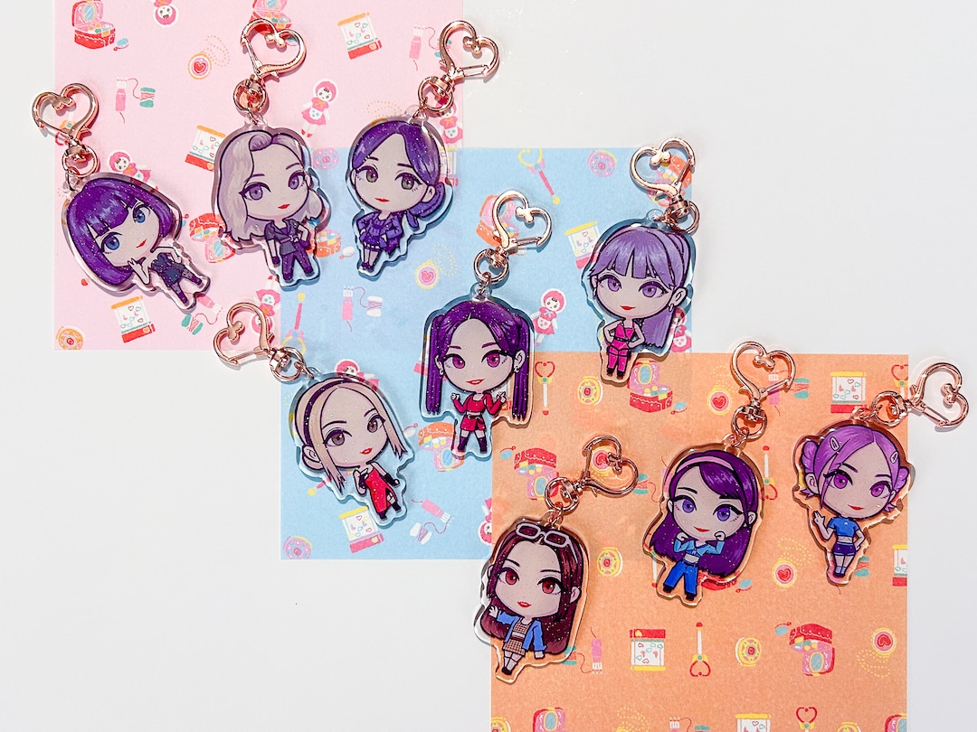 TWICE Chibi Acrylic Kpop Glitter Keychain Charms - Etsy