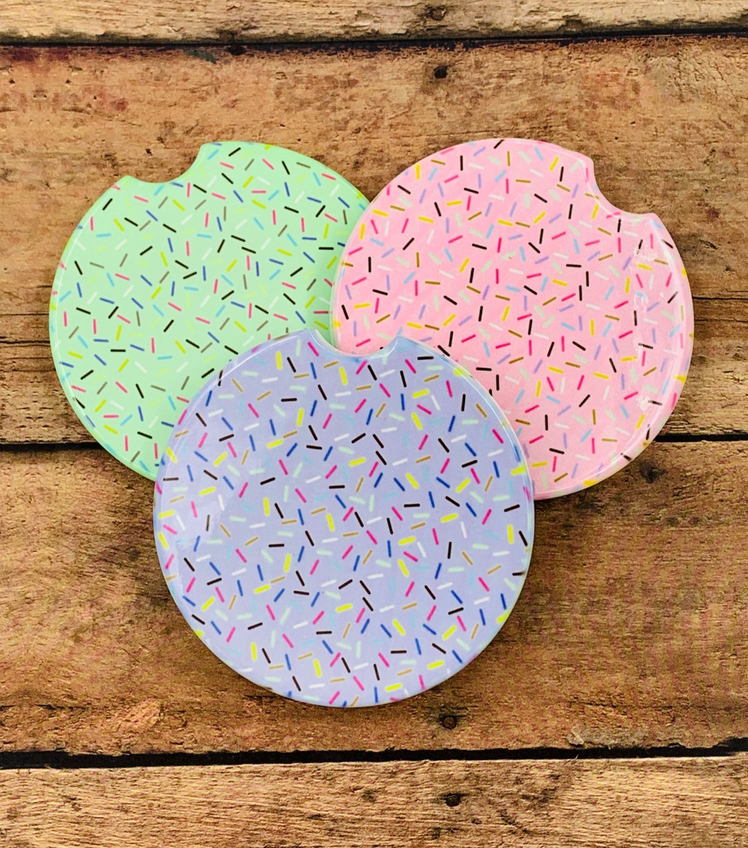 Donut Sprinkles Car Coasters - Set of 2, Sprinkle Car Coasters, Fun Car ...