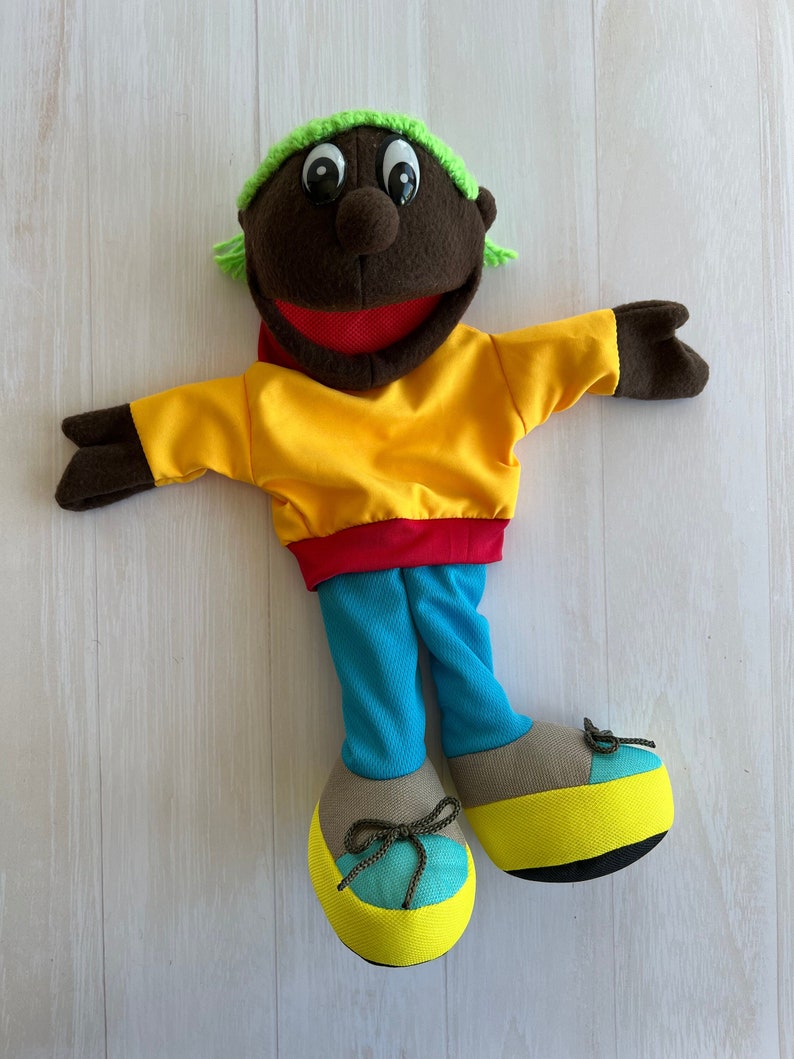 African American Boy Hand Puppet Movable Mouth, Speech Therapy ...