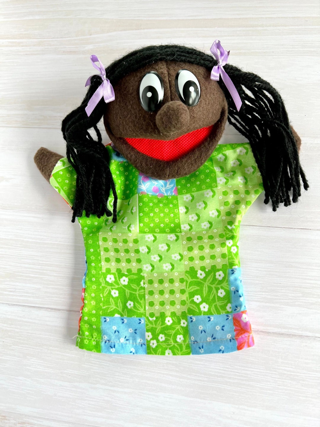 African American Girl Hand Puppet Movable Mouth-speech Therapy ...
