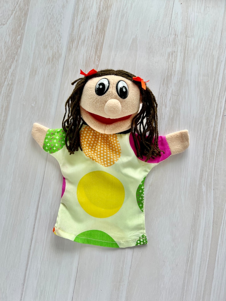 Girl Hand Puppet - Brown Hair, Interactive Children's Toys, Baby ...