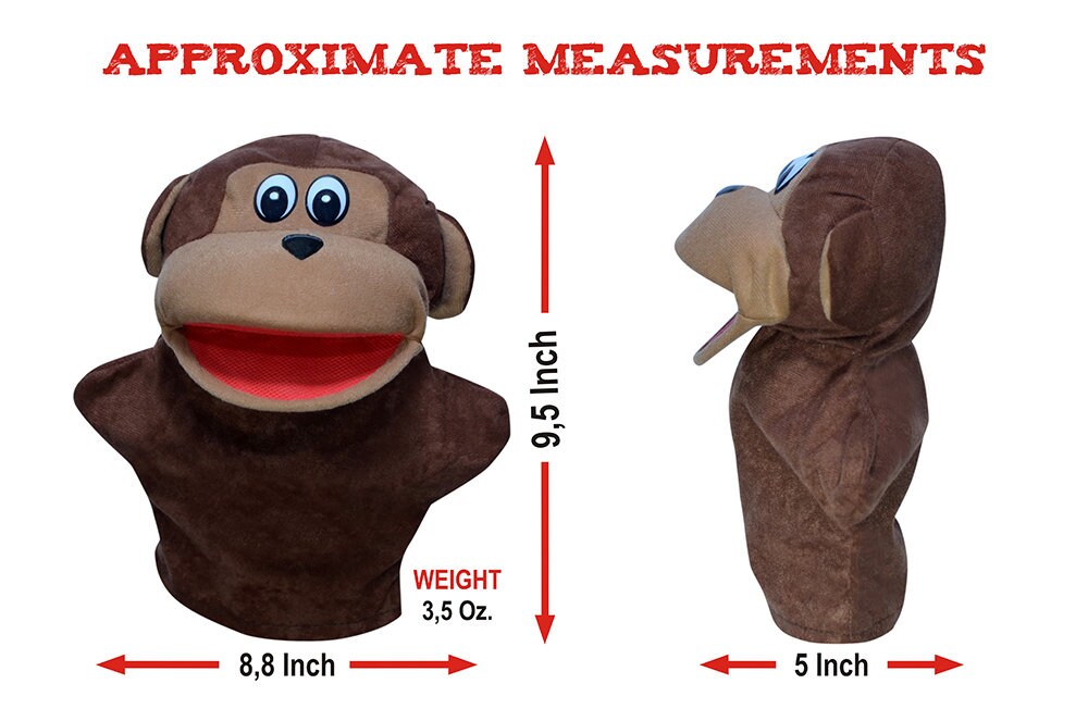 Monkey Hand Puppet / Zoo Animal Hand Puppets - Half Body - Working ...