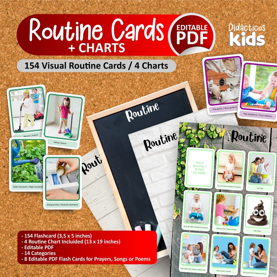 Montessori Daily Routine Cards • 154 Flashcards (editable PDF) - Etsy