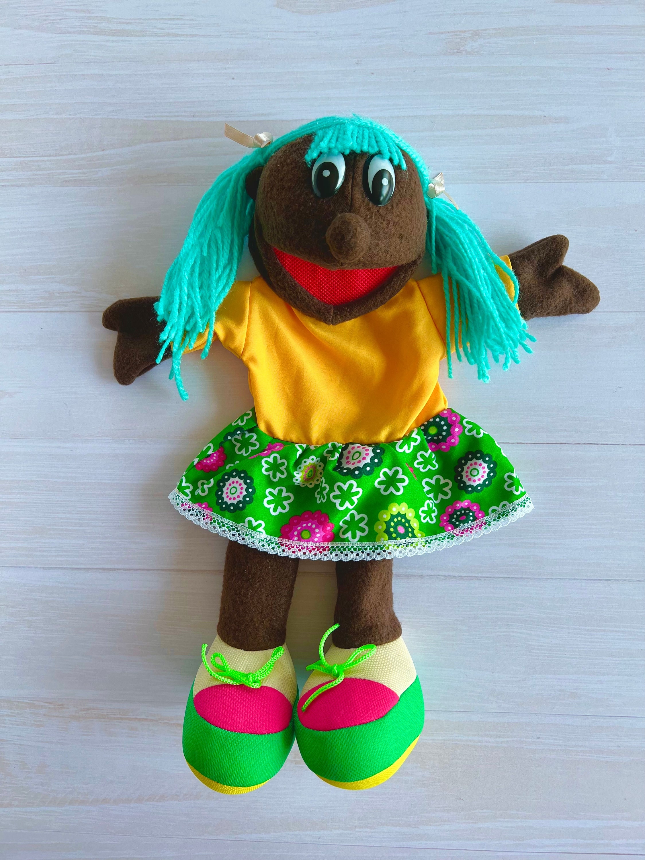 African American Girl Hand Puppet for Kids, Teacher Tools ...