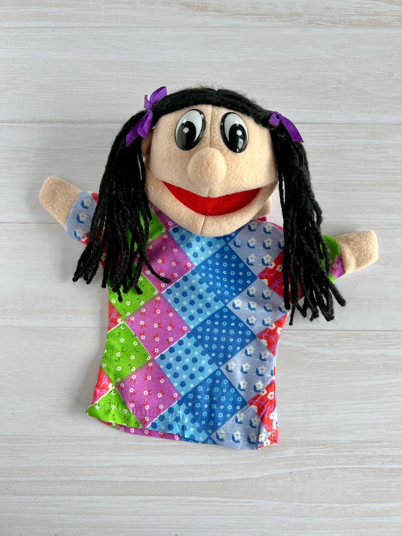 Girl Hand Puppet - Black Hair, Interactive Children's Toys, Baby ...