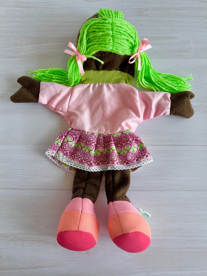 African American Girl Hand Puppet- Green Hair- Teaching Kids Diversity ...