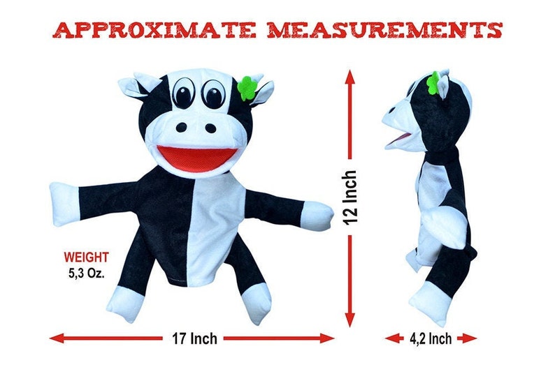 Cow Hand Puppet / Animals From the Farm, Hand Puppets for Kids - Full ...