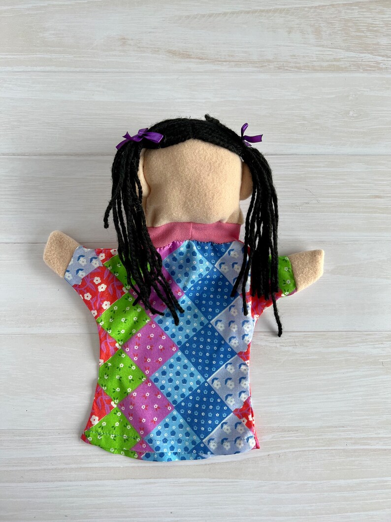 Girl Hand Puppet - Black Hair, Interactive Children's Toys, Baby ...