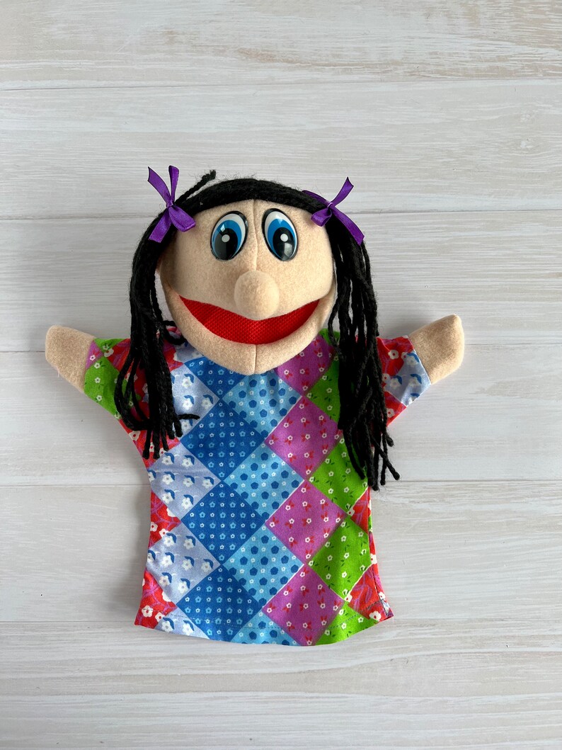 Girl Hand Puppet Black Hair Interactive Children's - Etsy