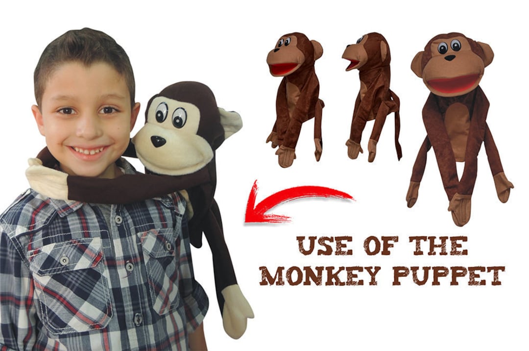 Monkey Hand Puppet / Zoo Animal Hand Puppets Full Body Working Mouth ...