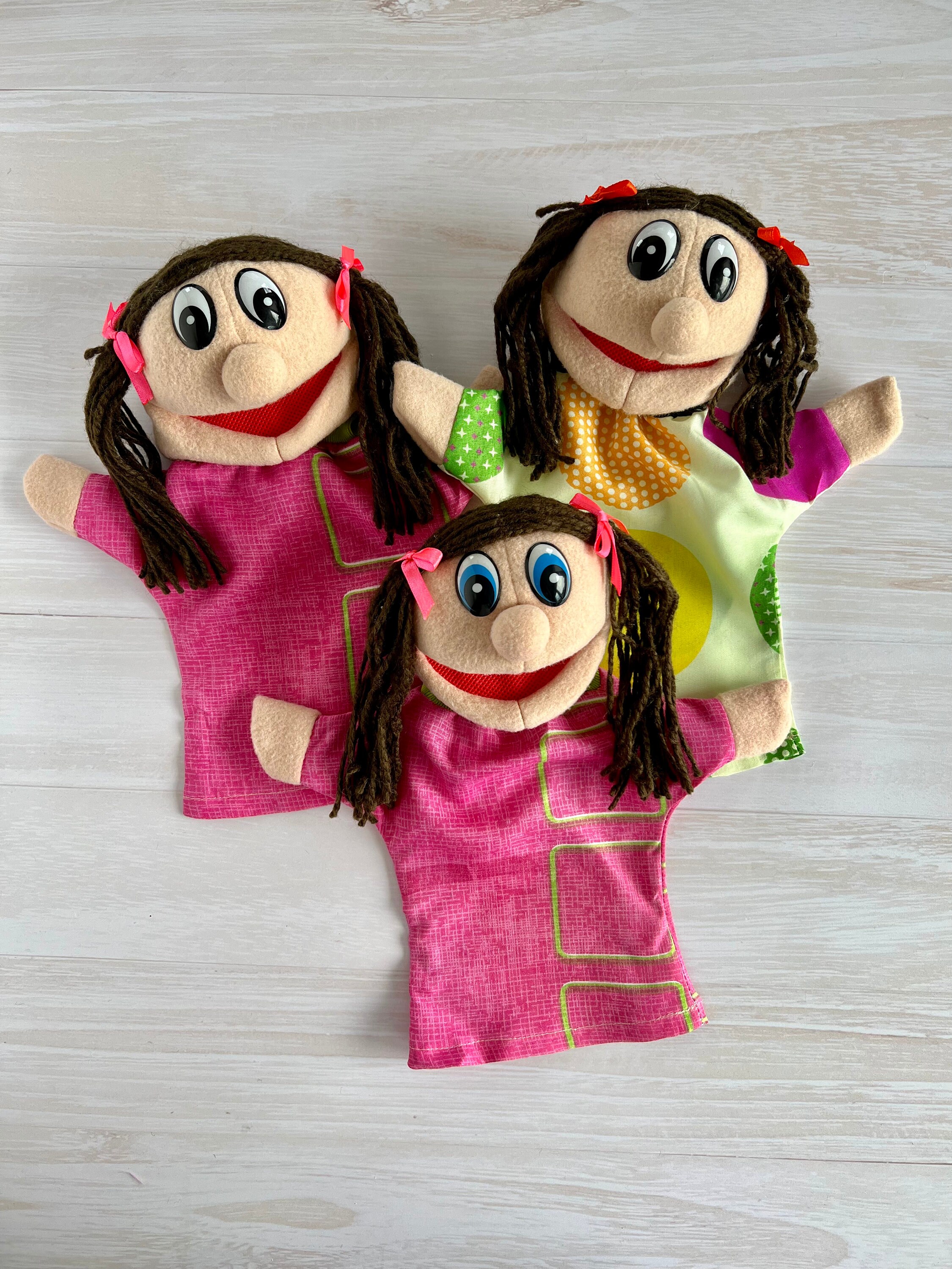 Girl Hand Puppet Brown Hair, Interactive Children's Toys, Baby Learning ...