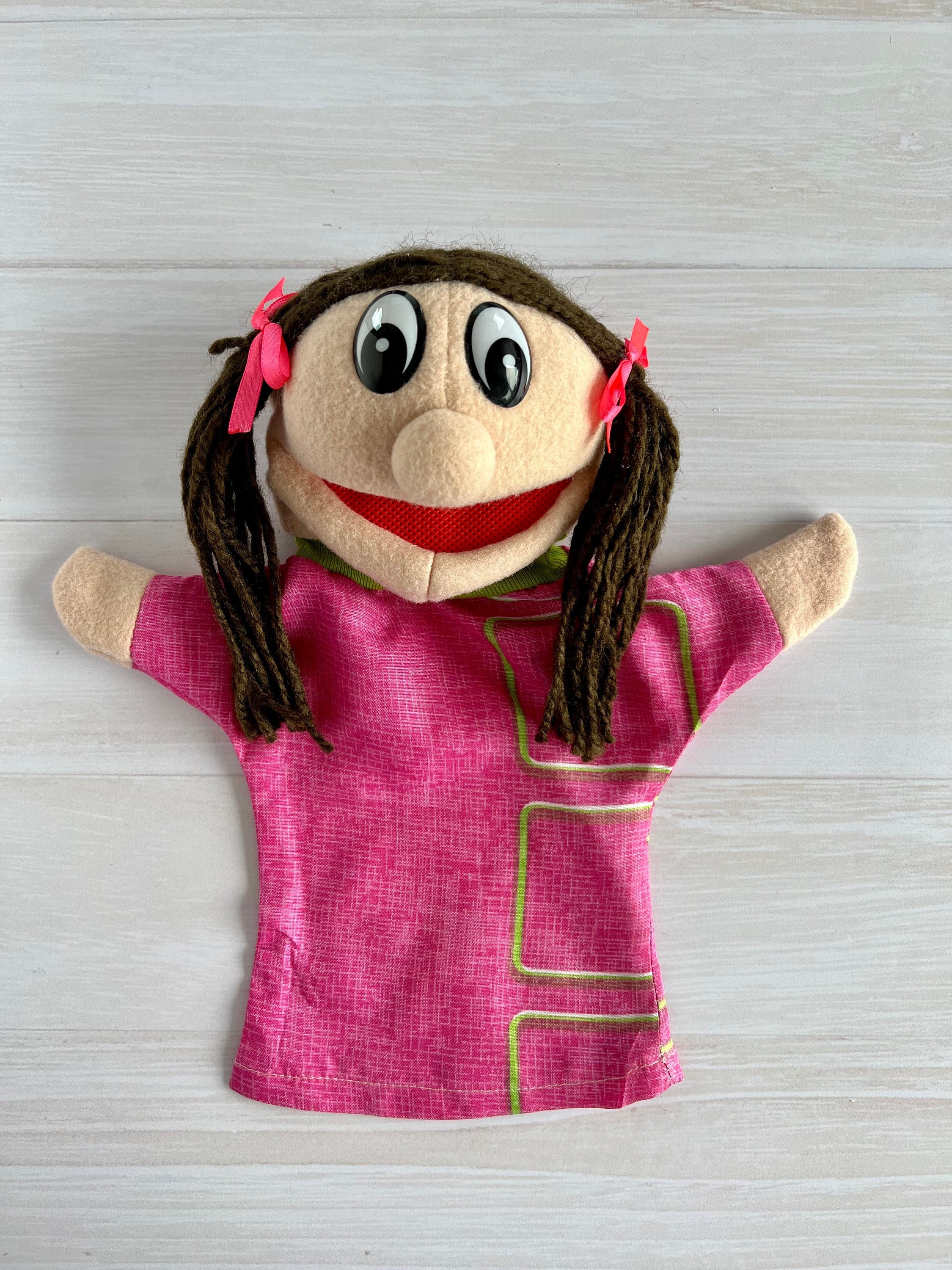 Girl Hand Puppet Brown Hair, Interactive Children's Toys, Baby Learning ...
