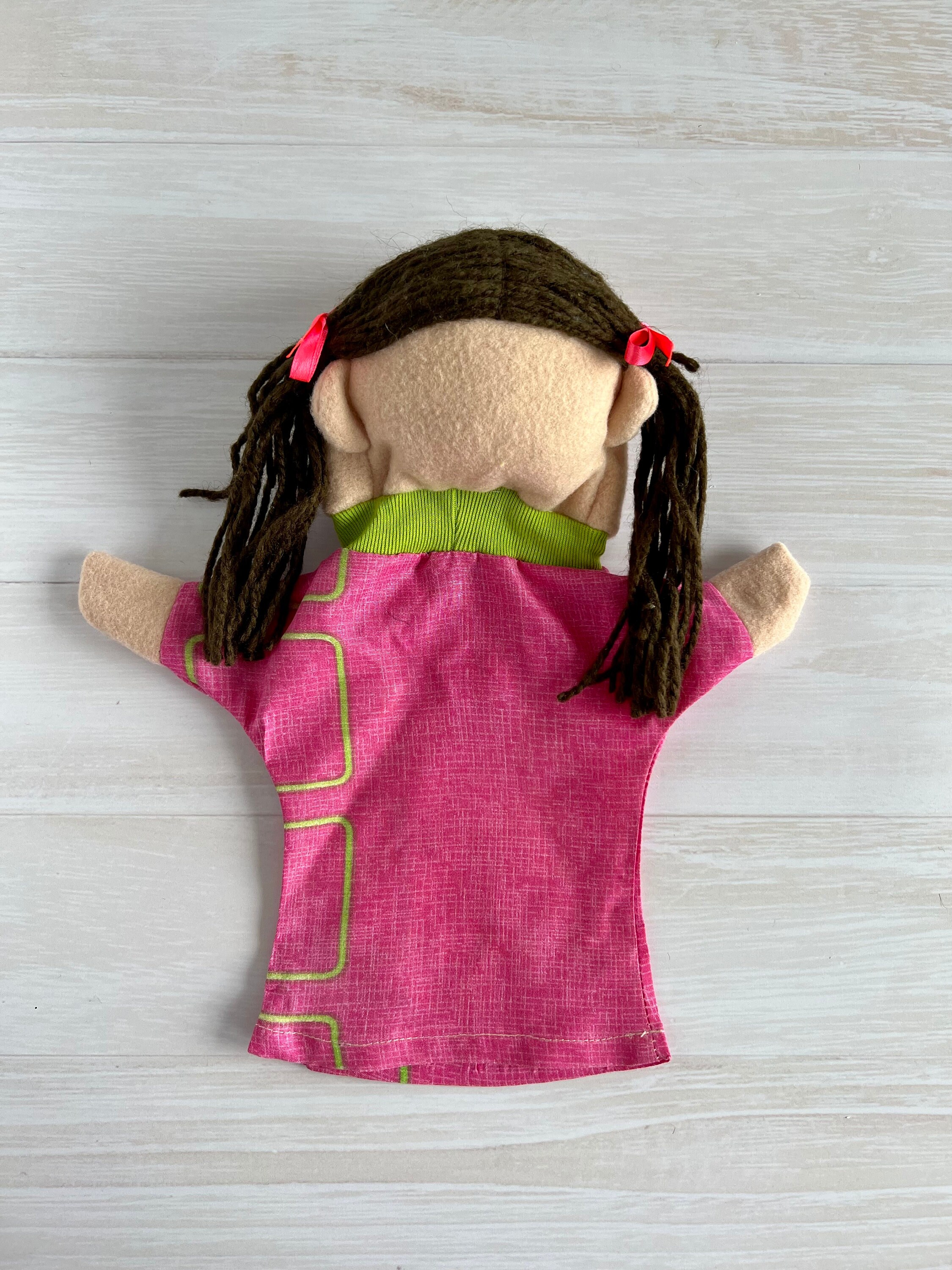 Girl Hand Puppet Brown Hair, Interactive Children's Toys, Baby Learning ...