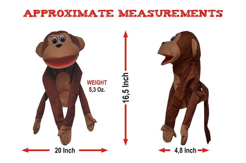 Monkey Hand Puppet / Zoo Animal Hand Puppets - Full Body - Working ...