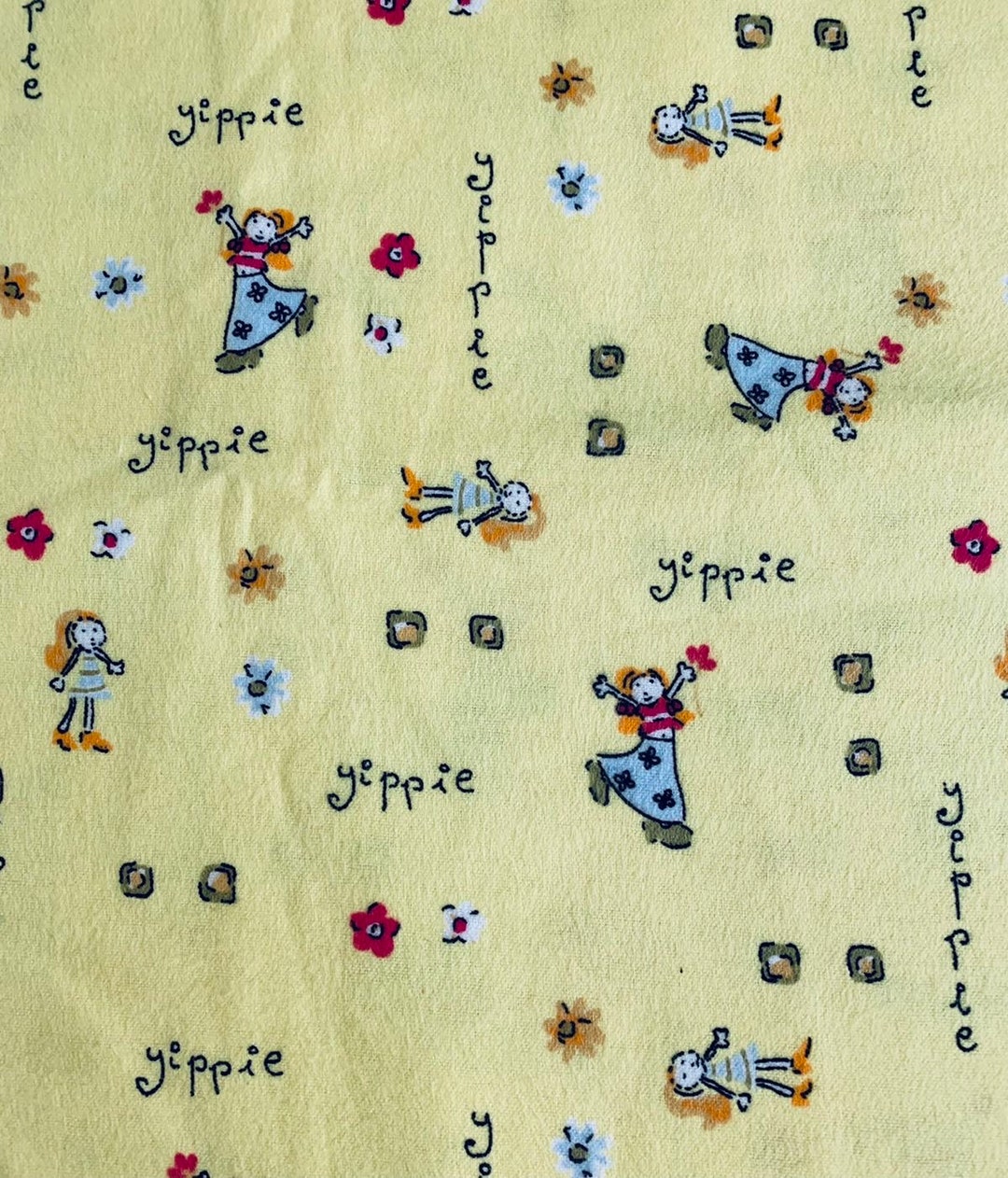 Cartoon “yippie” Flannel Fabric, 42” Wide by 64” Long - Etsy