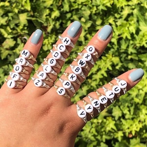 SILVER/GOLD Custom Letter Ring, Initial Ring, Personalized Ring ...