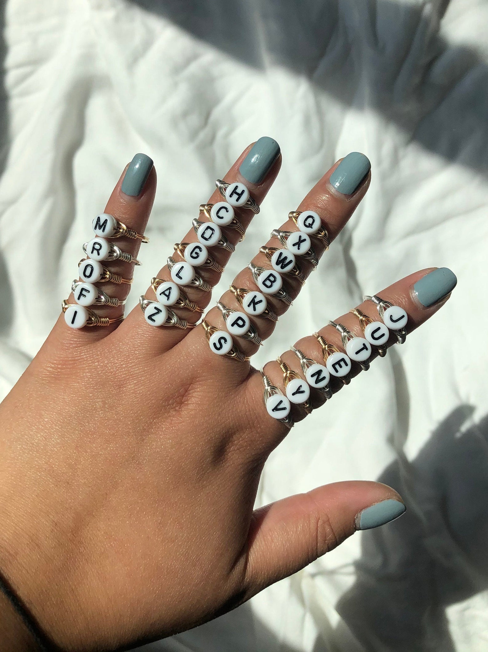 SILVER/GOLD Custom Letter Ring Initial Ring Personalized - Etsy