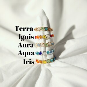 Custom Braided Bicone Crystal Rings Customizable, Rainbow, Colorful ...