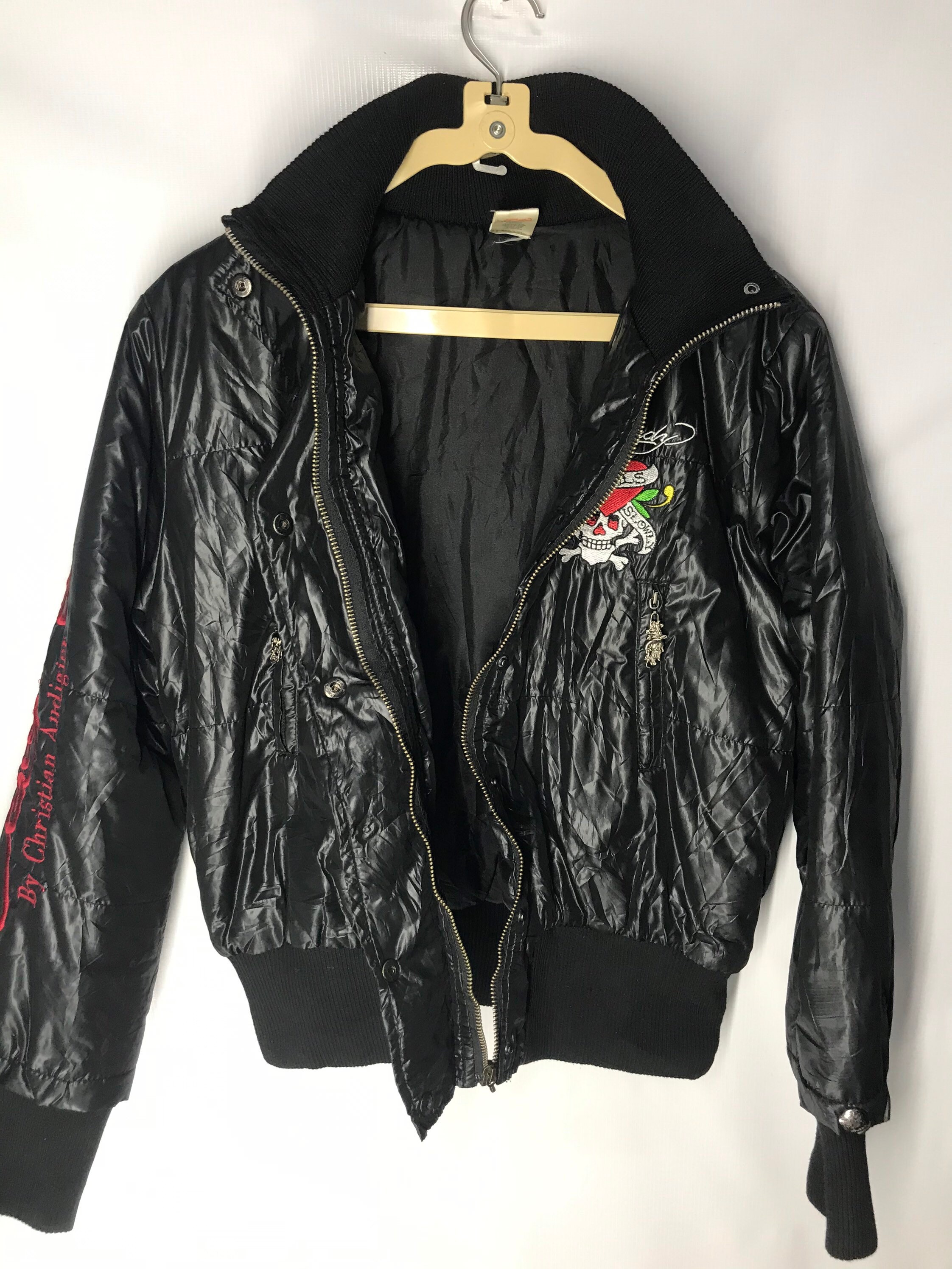 Ed hardy embroidered puffer jacket | Etsy