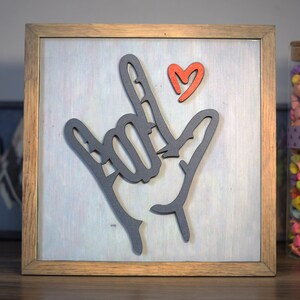 Wooden ASL I Love You Sign,sign Language Decor,love&peace Hand Sign ...