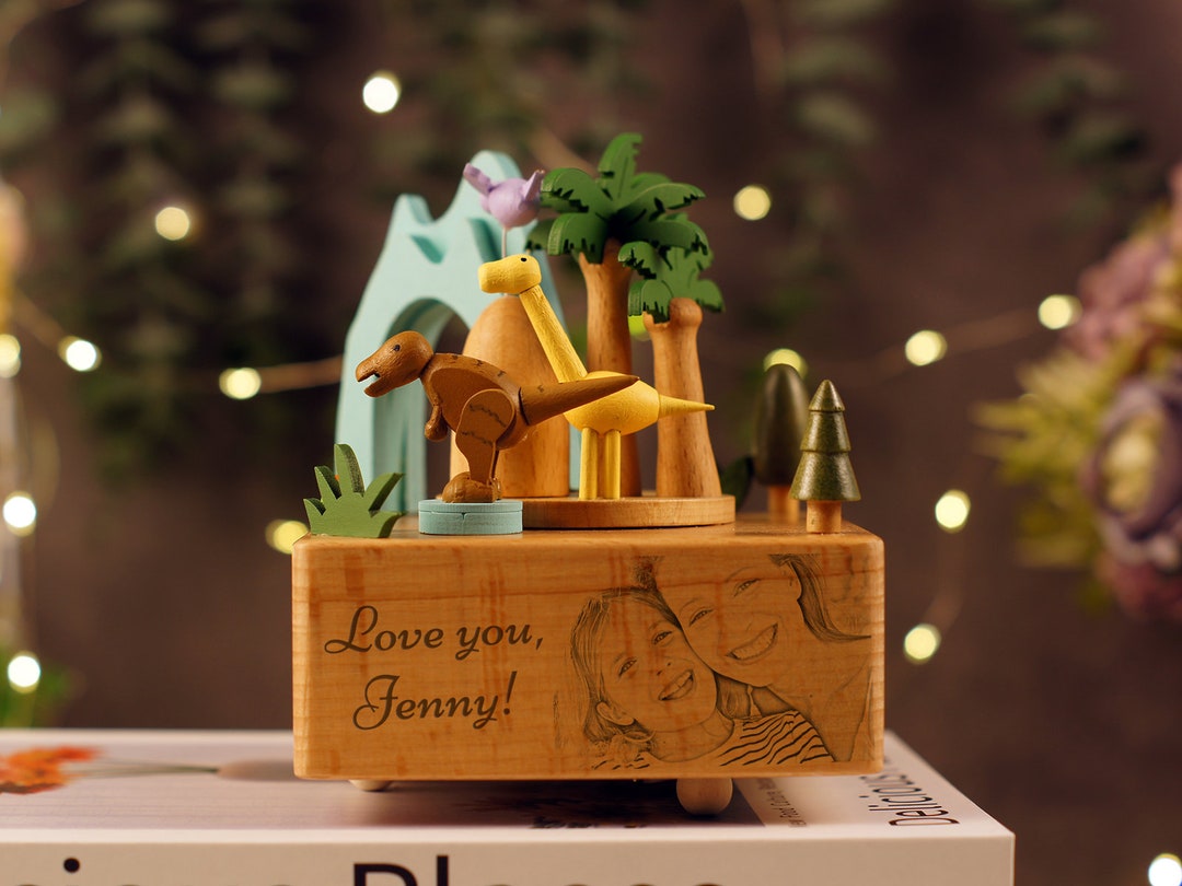 Personalized Engraved Keepsake Carousel Dinosaur Music Box,wooden ...