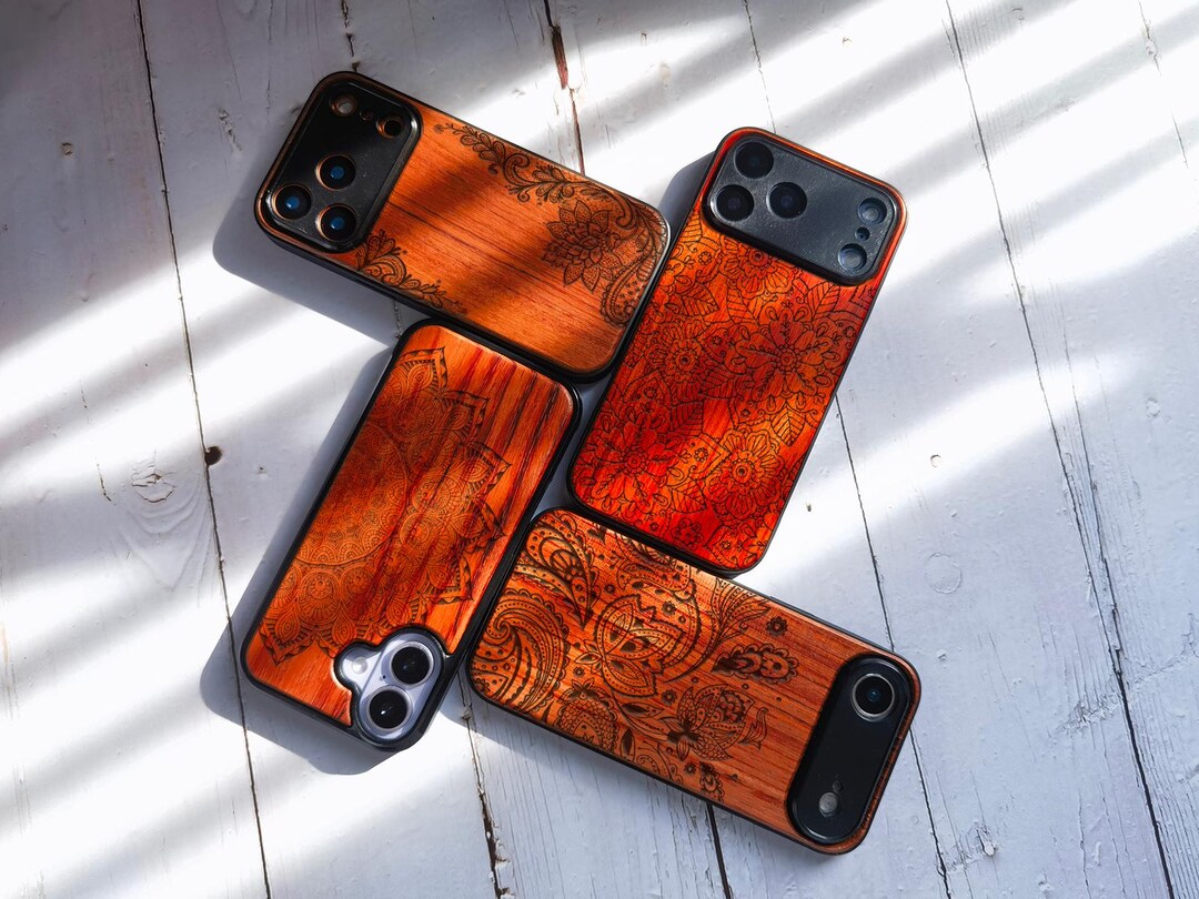 Engravable Mandala Rose Wooden Phone Case for iPhone 17 Series/samsung ...