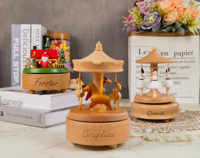 Personalised Wooden Light-up Music Box Christmas Decor LED Music Box - Etsy