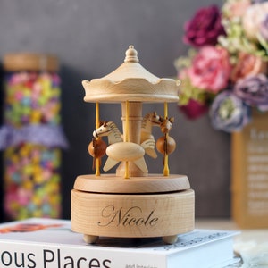 Personalized Engraved Keepsake Carousel Music Box,wooden Christmas ...