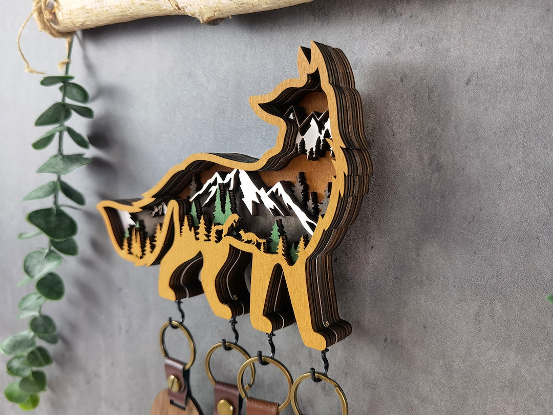 Wooden Animal Key Holder for Wall,minimalist Key Organizer,bear Moose ...