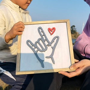 Wooden ASL I Love You Sign,sign Language Decor,love&peace Hand Sign ...
