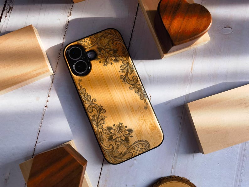 Engravable Mandala Rose Wooden Phone Case for iPhone 17 Series/samsung ...