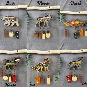 Wooden Animal Key Holder for Wall,minimalist Key Organizer,bear Moose ...