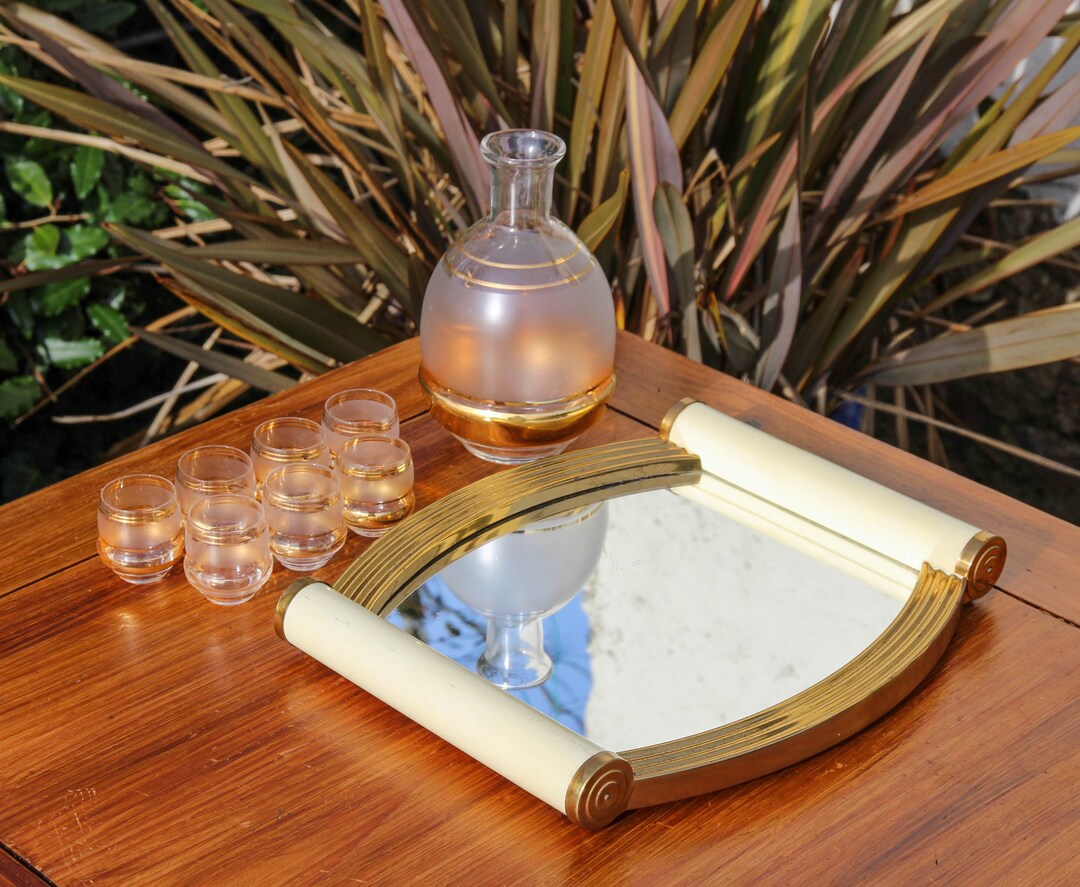 Art Deco French 1920s/1930s Mirror Serving Tray With Decanter and ...