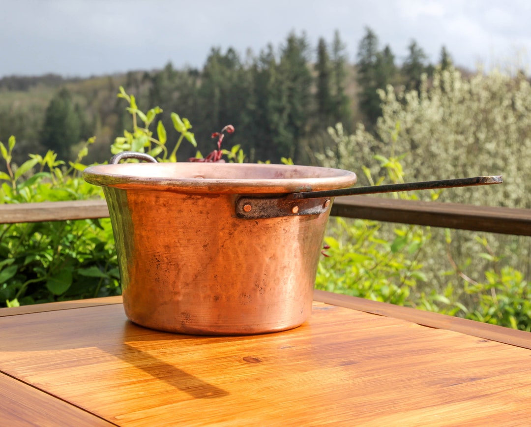 Vintage Italian Heavy 26cm Hammered Copper Polenta Pan / Early 1900s ...