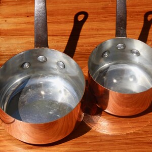 Pair of Vintage French 12cm 10cm Copper Pans With Tin Interiors / 1970s ...