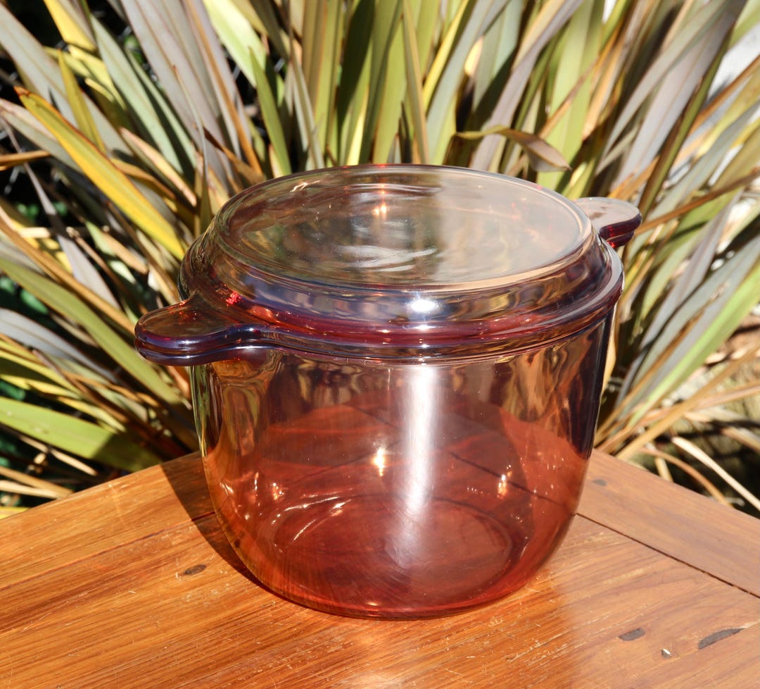 Vintage French Large 4.5 Litre Vision Corning Smoked Glass Lidded ...