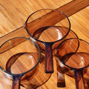 Set of 3 Vintage French VISION CORNING Smoked Glass Saucepans / 1980s ...