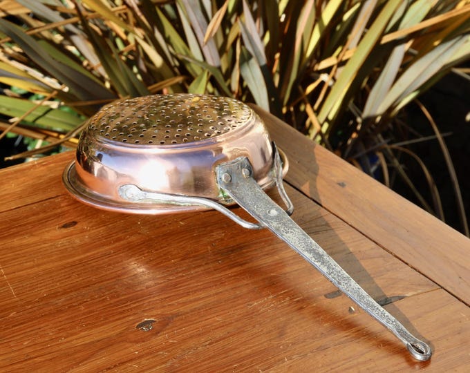 Antique French Copper Chestnut Roaster With Wrought Iron Handle / Late ...