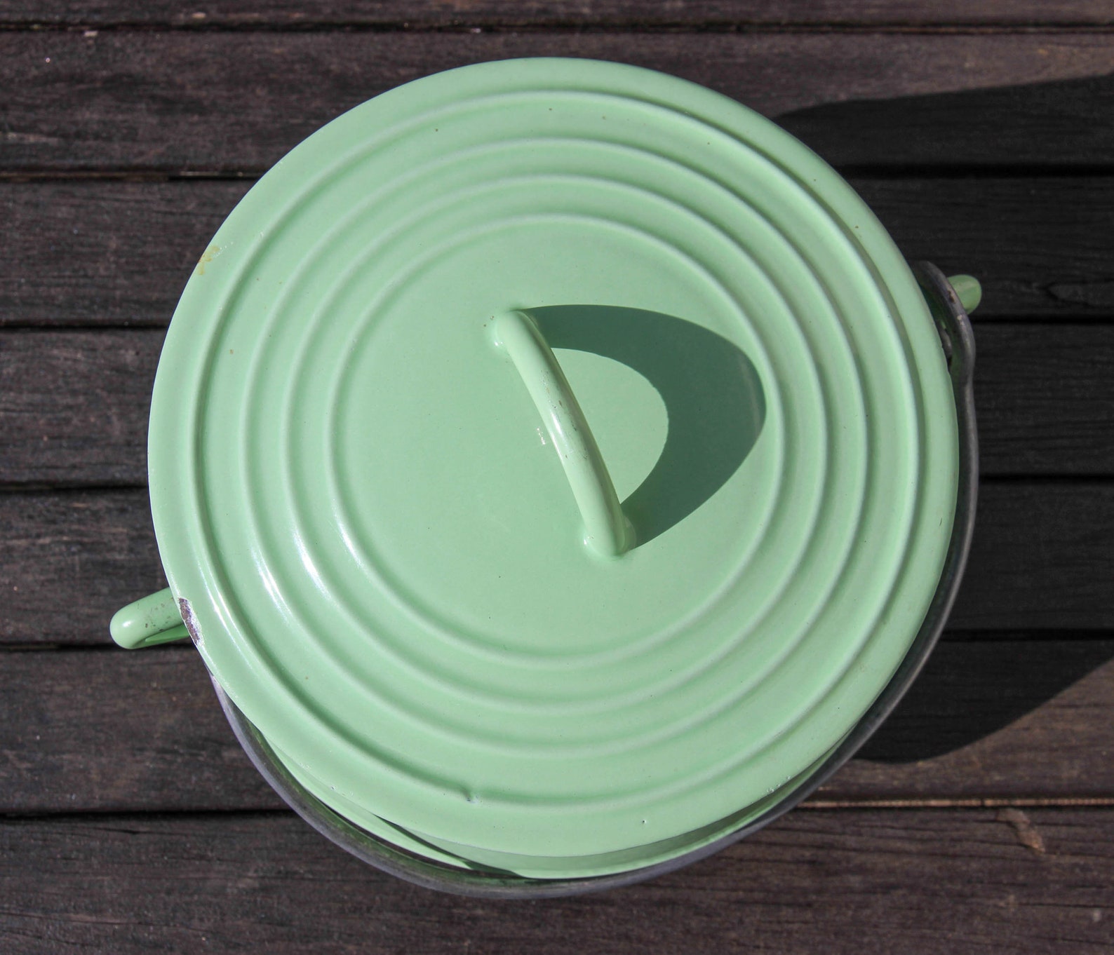 Vintage French Heavy Cast Iron Green Enamelled Cauldron / | Etsy