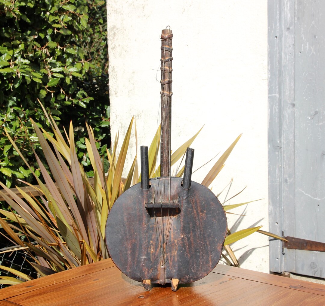 Vintage African Kora 6 Stringed Harp Guitar Instrument / African Tribal ...