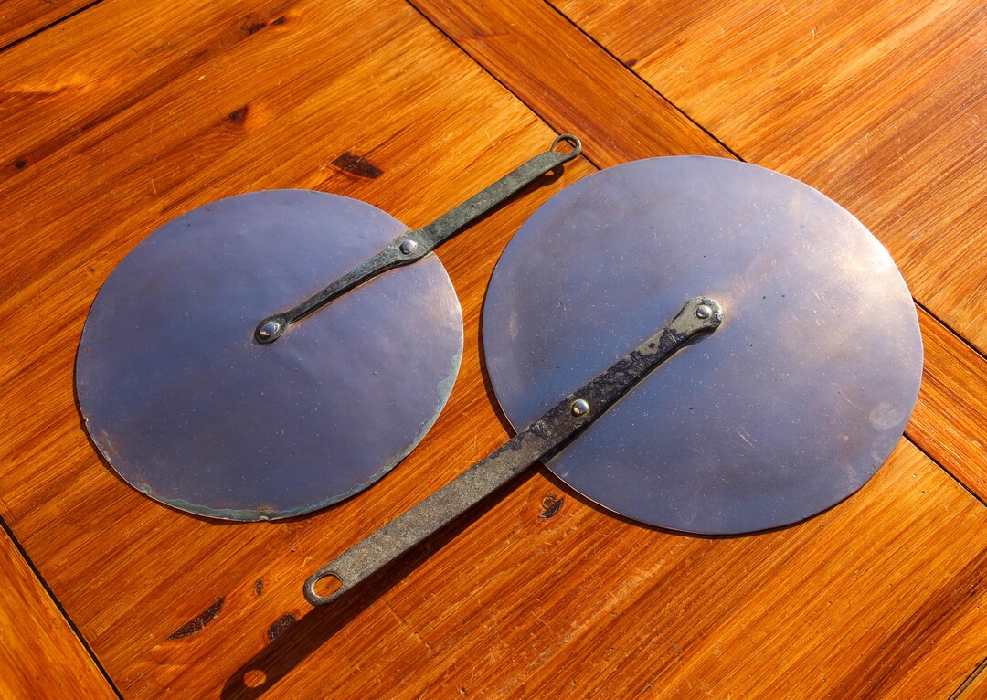 Pair of Antique French Copper Saucepan Lids 27.5cm and 24cm / Late ...