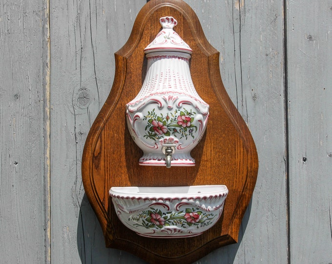 Vintage French MOUSTIERS Ceramic Wall Fountain With Basin in Perfect ...
