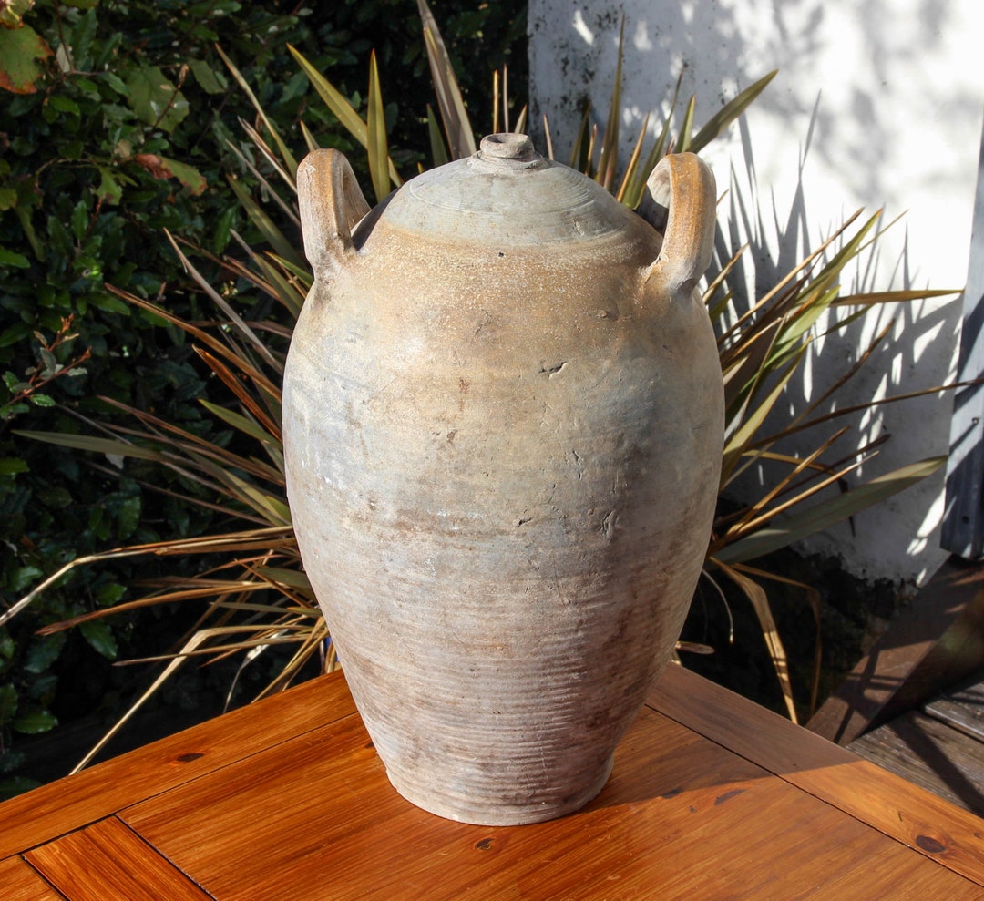 Antique French Extra Large 9.3kg Heavy Handthrown Stoneware Walnut Oil ...