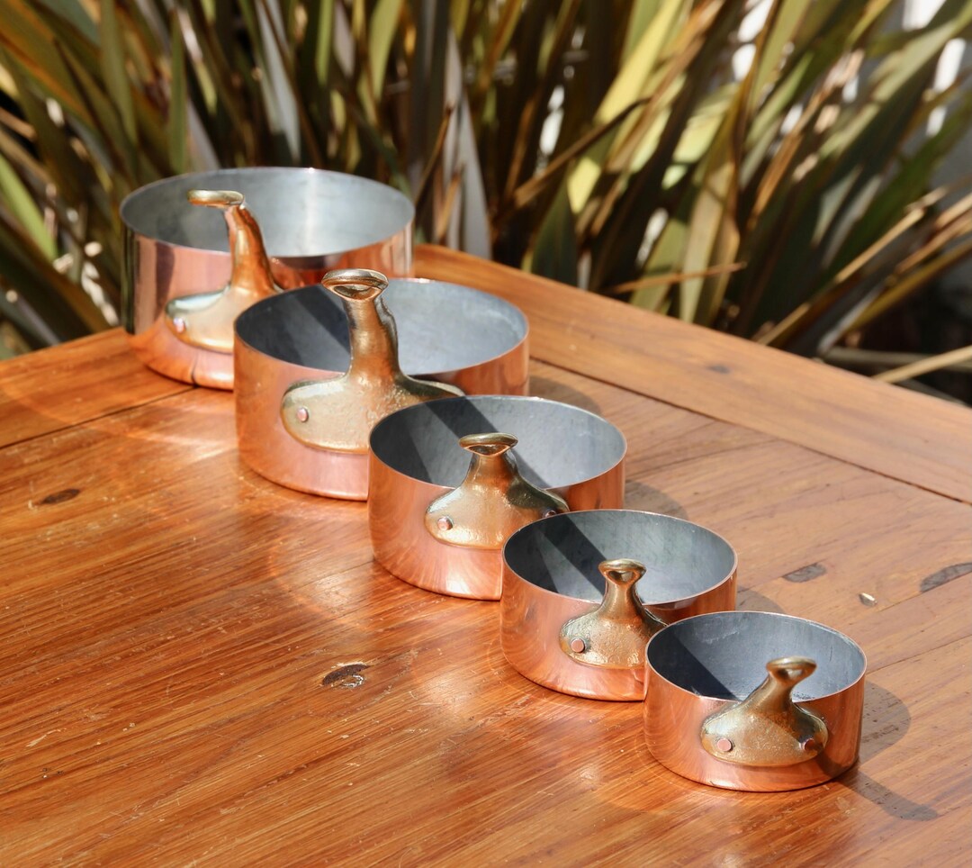 Set of 5 Vintage French Small Graduated Copper Pans With Brass Handles ...