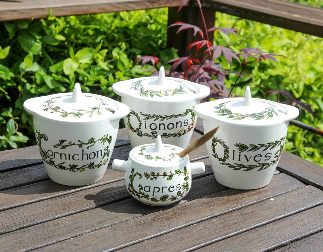 Set of 4 Vintage French SALINS Ceramic Condiments Jars / 1950s/60s ...