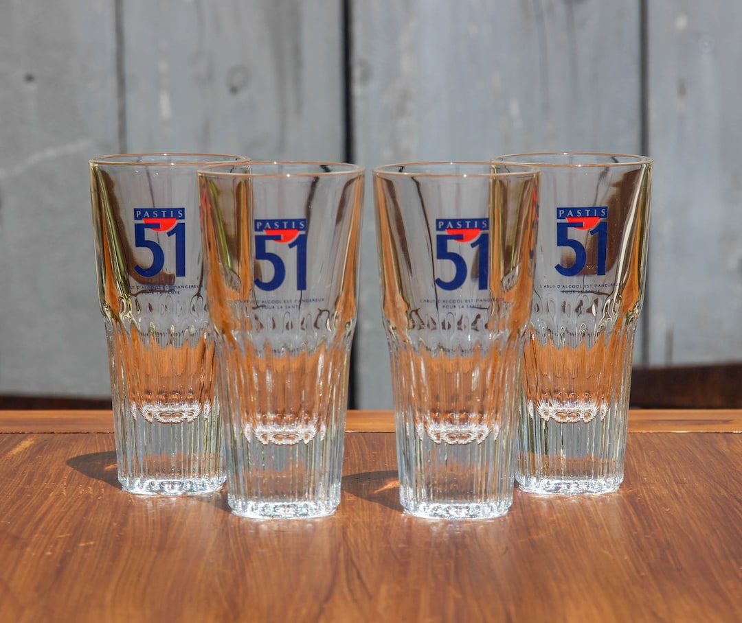 Set of 4 Vintage French PASTIS 51 Pernod Ricard Glasses / French Bar ...