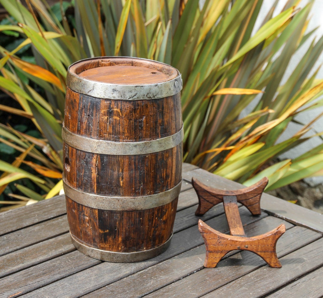 Vintage French Wooden Wine or Brandy Barrel and Stand / Mid Century ...